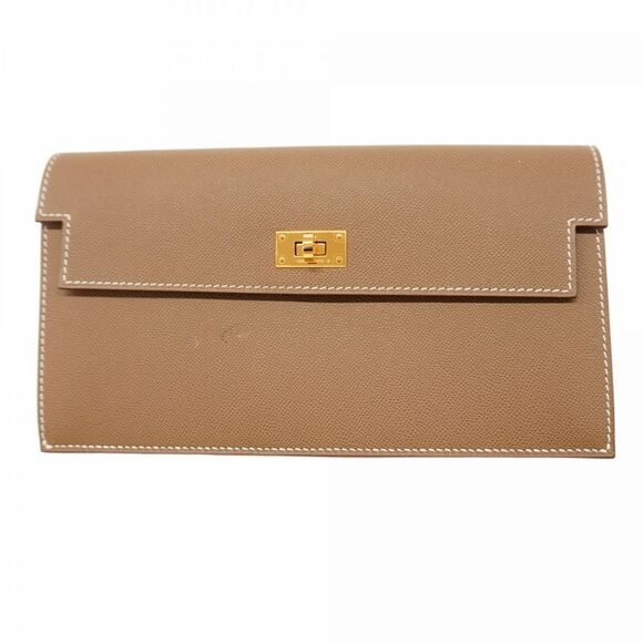 Hermes | Bags | Hermes Long Wallet Kelly Pocket Long Madame Etoupe Gold ...
